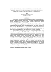 UPAYA PENGEMBANGAN KEMANDIRIAN PADA ANAK KELOMPOK A MELALUI KEGIATAN MAKAN BERSAMA DI TK PKK 76 ...